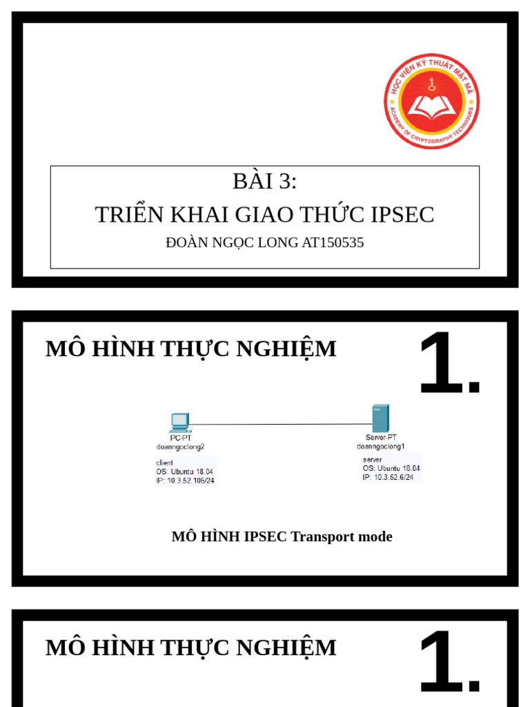 Bài 3. Triển Khai Giao Thức IPSEC | PDF