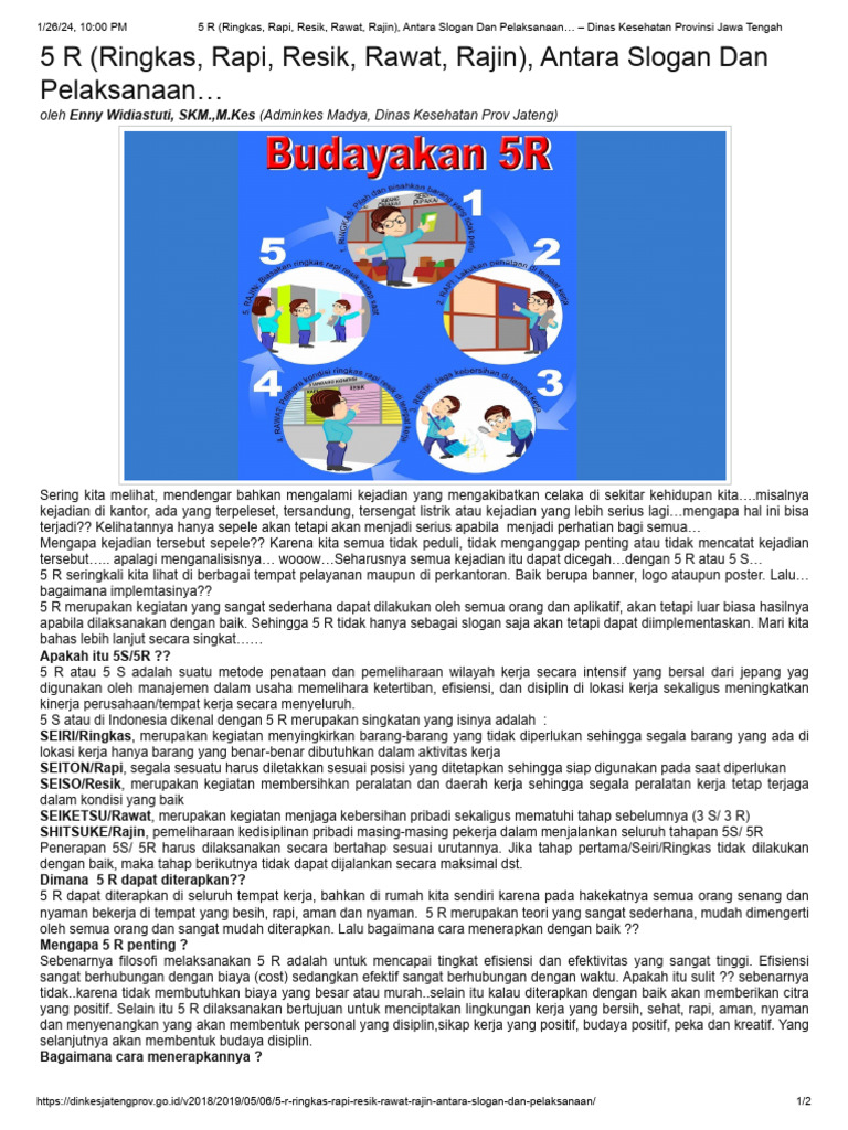 5 R (Ringkas, Rapi, Resik, Rawat, Rajin), Antara Slogan Dan Pelaksanaan ...
