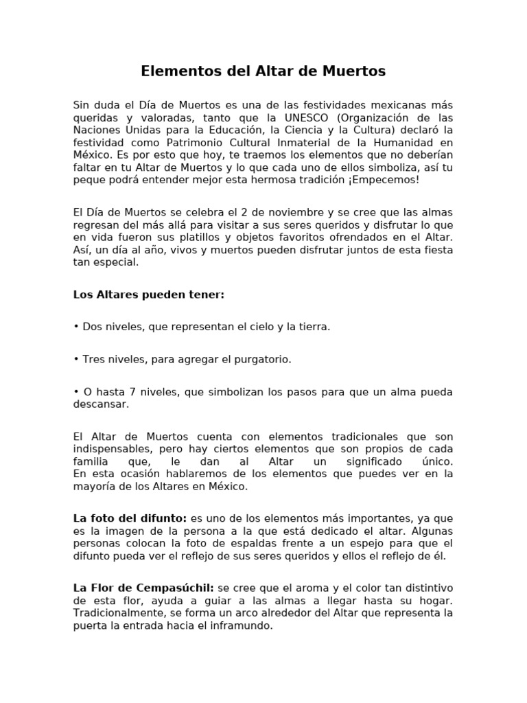 Elementos Del Altar de Muertos Franco 2B | PDF