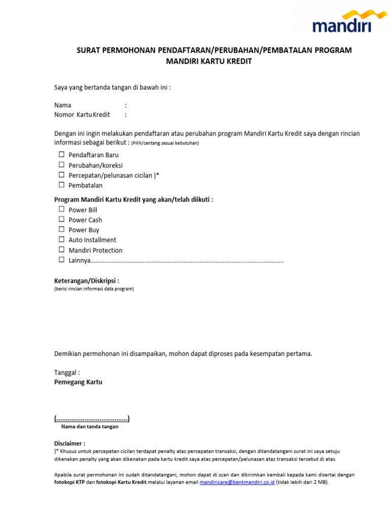 05 - Surat Permohonan Pendaftaran Perubahan Pembatalan Program MKK | PDF