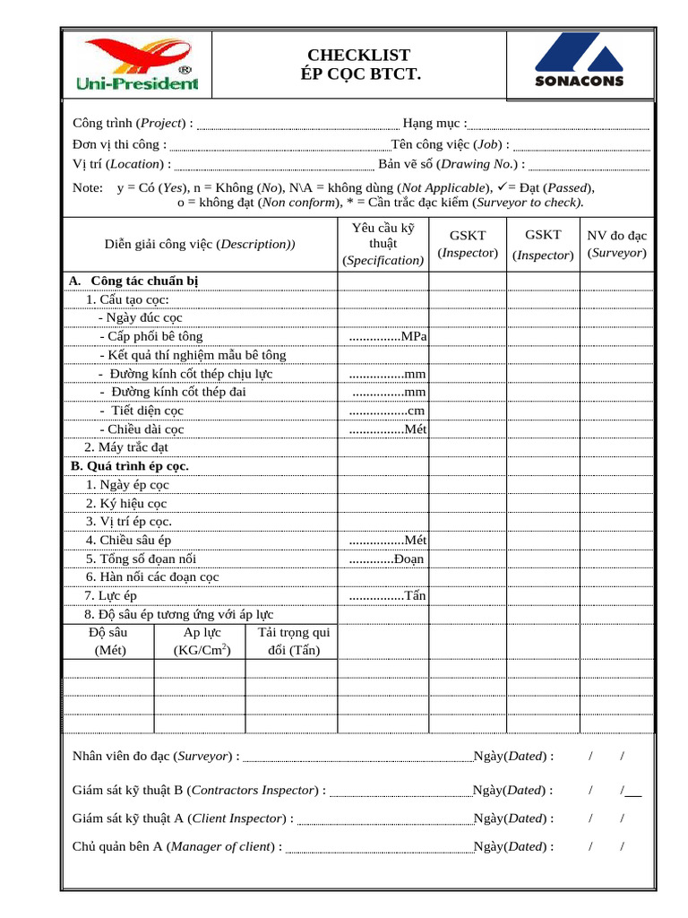 BM 01 - QT 7.5 (01) Checklist Ep Coc | PDF