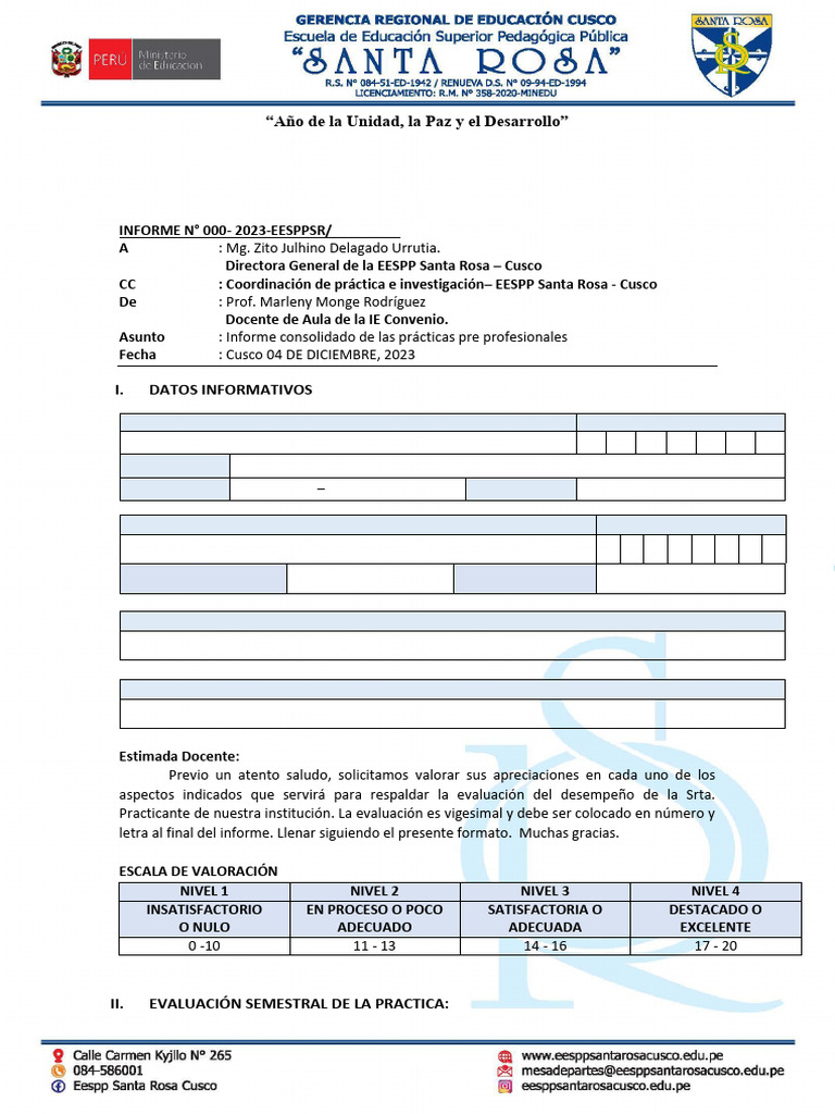 Informe de Yuli | PDF | Maestros | Evaluación