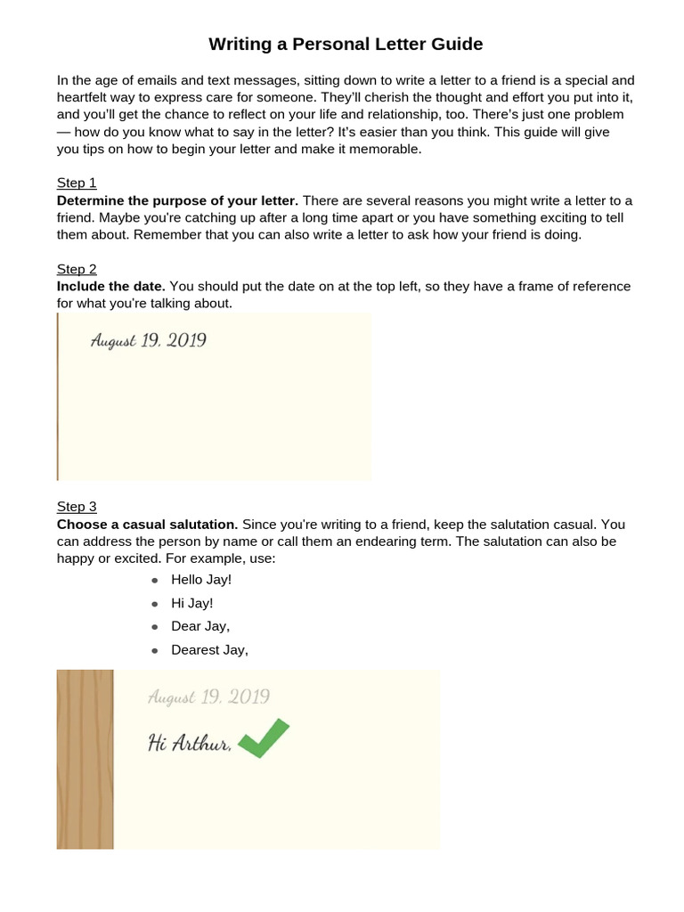 Writing A Personal Letter Guide | PDF | Career & Growth | Self-Improvement