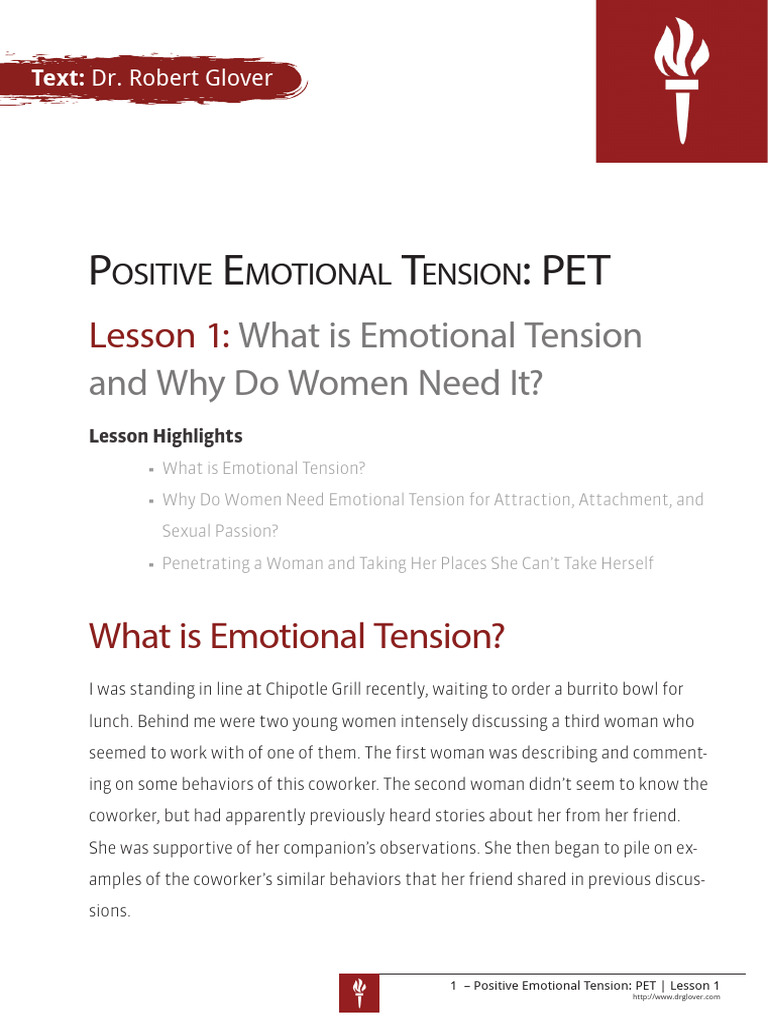 Dr. Robert Glover - Positive Emotional Tension (P.E.T.) Lesson 1 | PDF ...