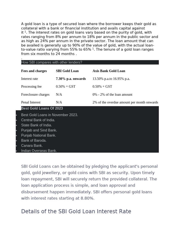 GOLD LOAN | PDF | Loans | Interest
