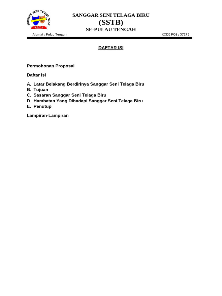 Contoh Proposal Pengajuan Bantuan ALAT MUSIK SSTB | PDF | Ilmu Sosial