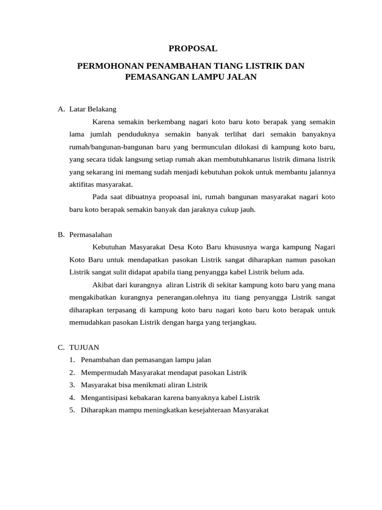 Proposal Tiang Listrik | PDF