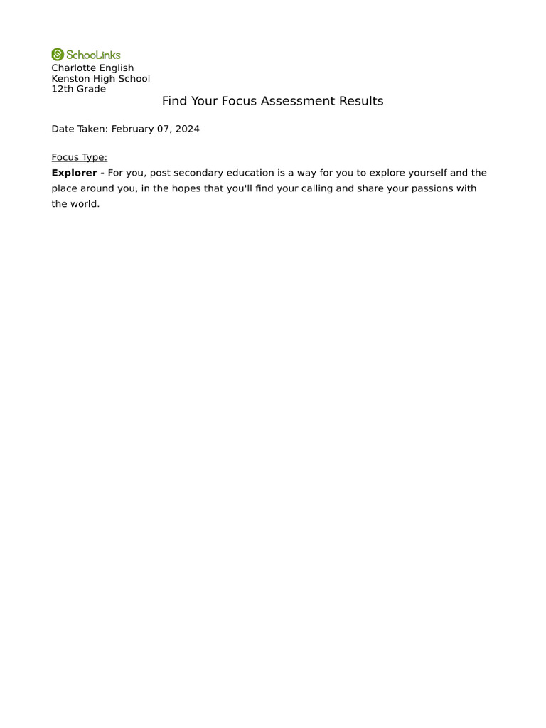 Focus Report | PDF | Self-Improvement