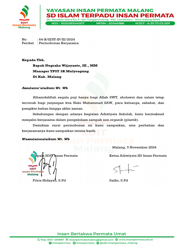 64 Surat Permohonan Kerjasama Adiwiyata Sekolah | PDF 64 Surat Permohonan Kerjasama Adiwiyata Sekolah | PDF