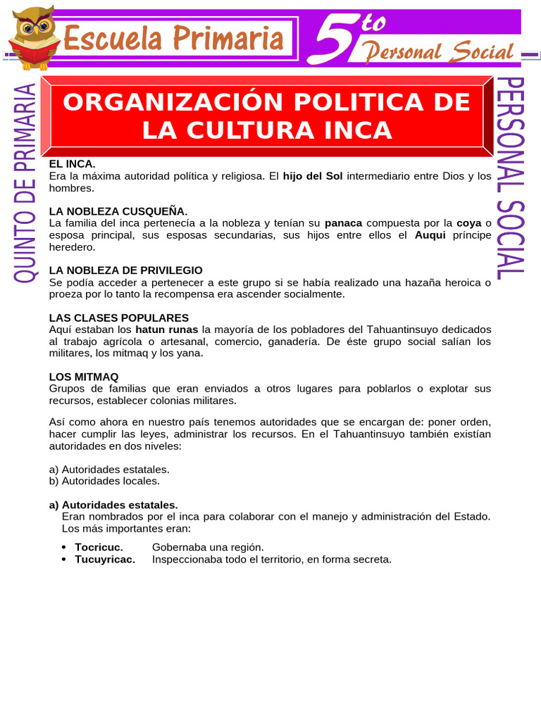 Organización Social y Política Inca | PDF | Imperio Inca | Andes