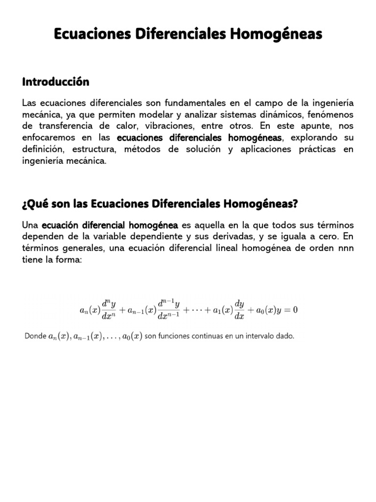 Ecuaciones Diferenciales Homogéneas | PDF
