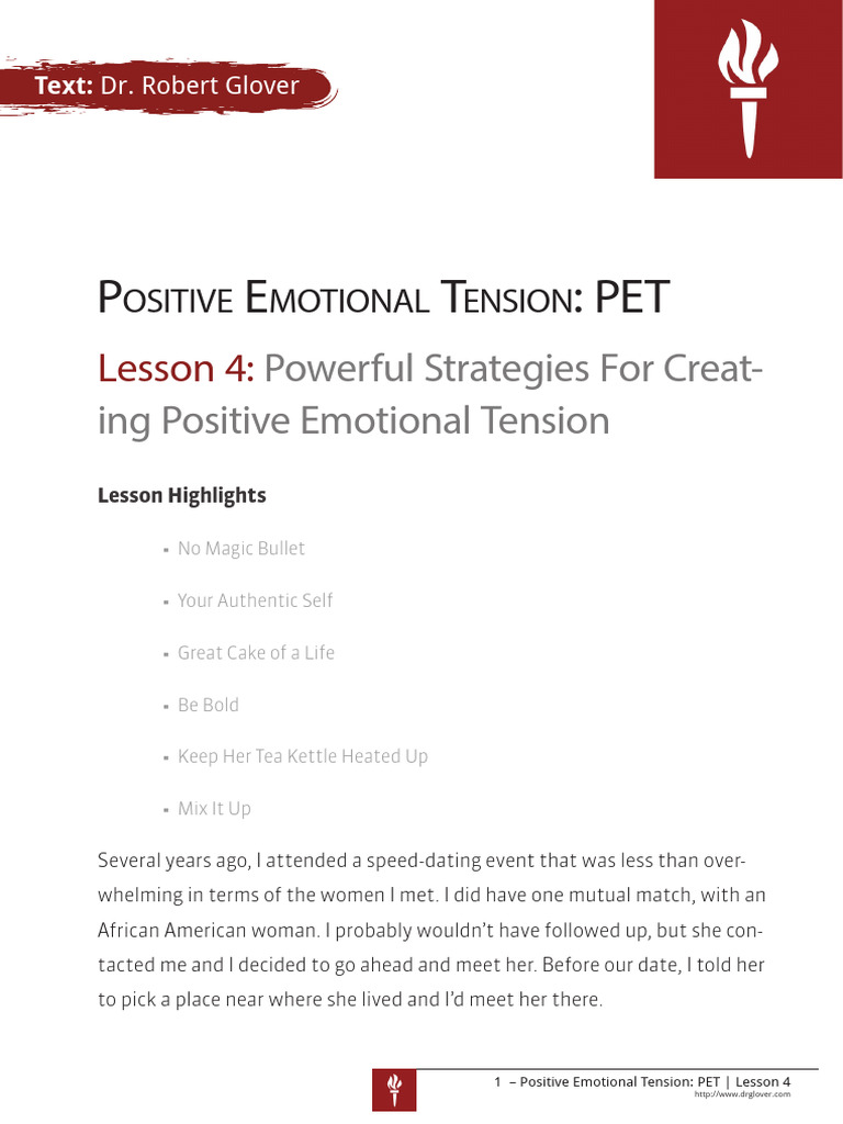 Dr. Robert Glover - Positive Emotional Tension (P.E.T.) Lesson 4 | PDF