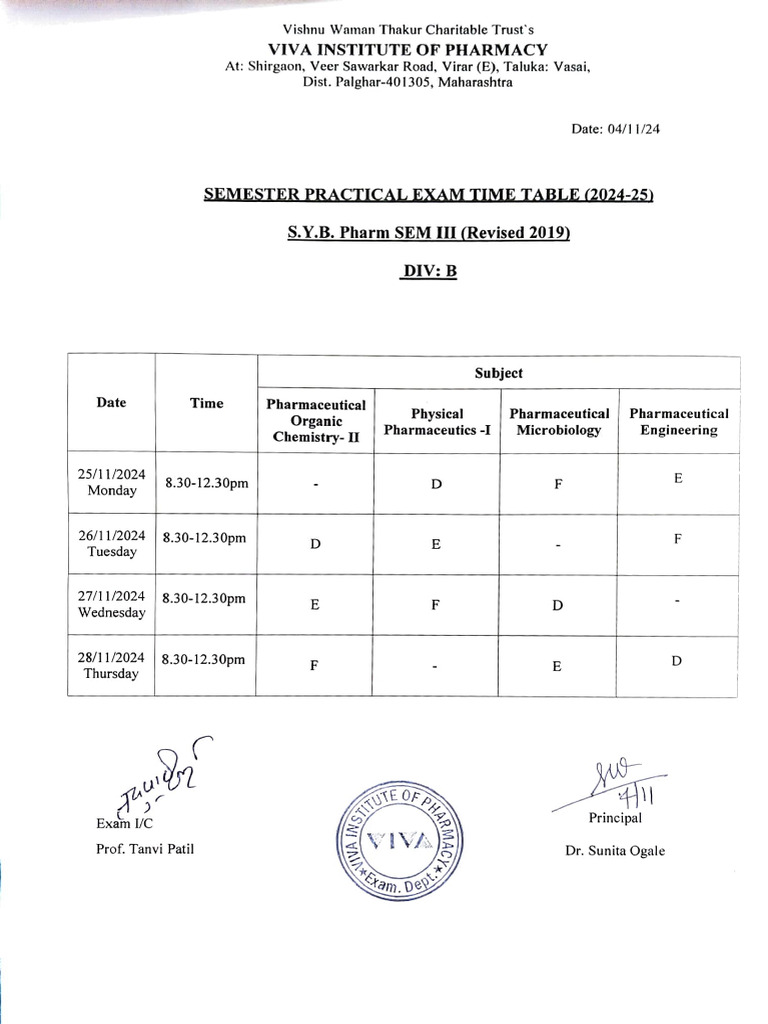 PHM Calendar 2024-25 Exam Schedule | PDF