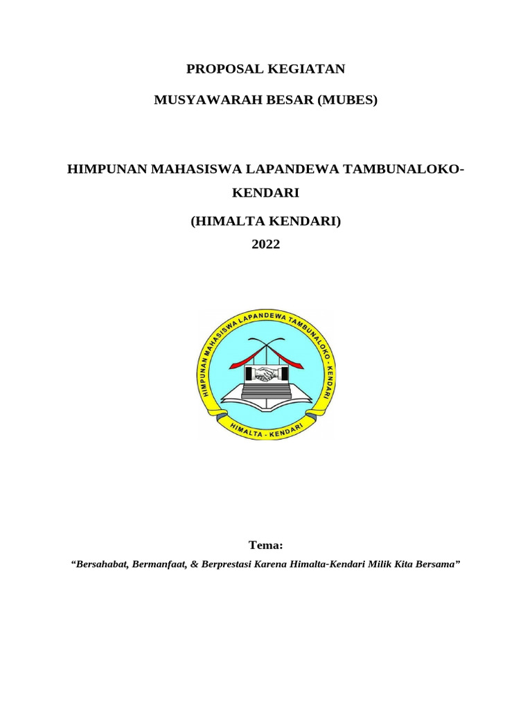 Proposal Permohonan Dana Mubes Himalta-Kendari | PDF | Seni