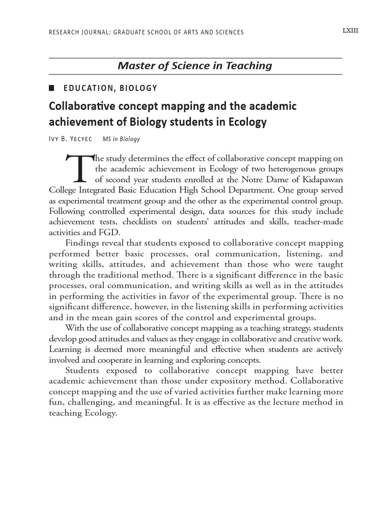Collaborative Concept Mapping and The Academic Achievement of Biology ...