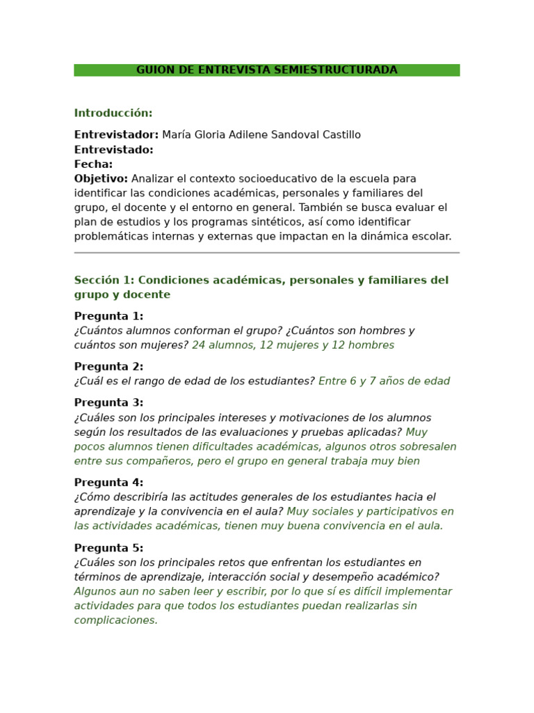 Guion de Entrevista Semiestructurada | PDF | Escuelas | Plan de estudios