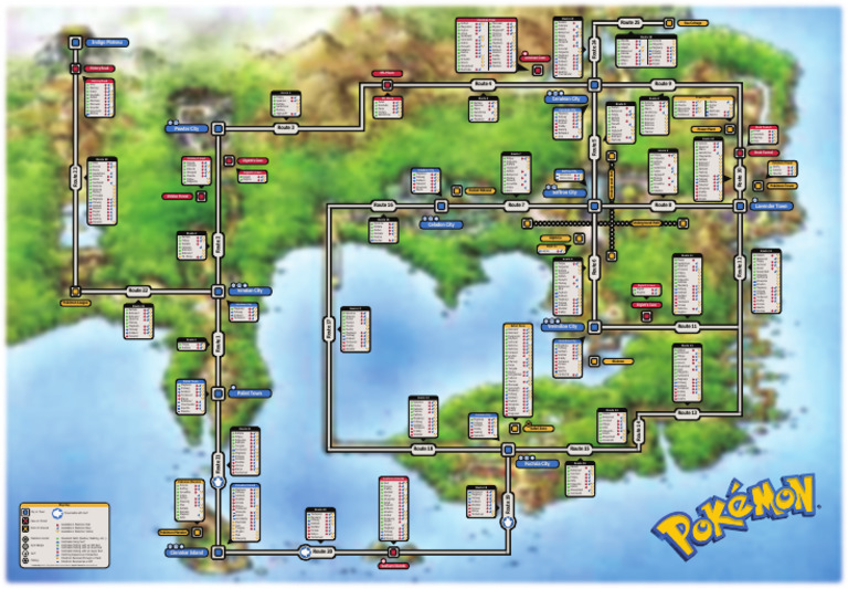 Map Kanto Classic | PDF | Pokémon | Nintendo Franchises