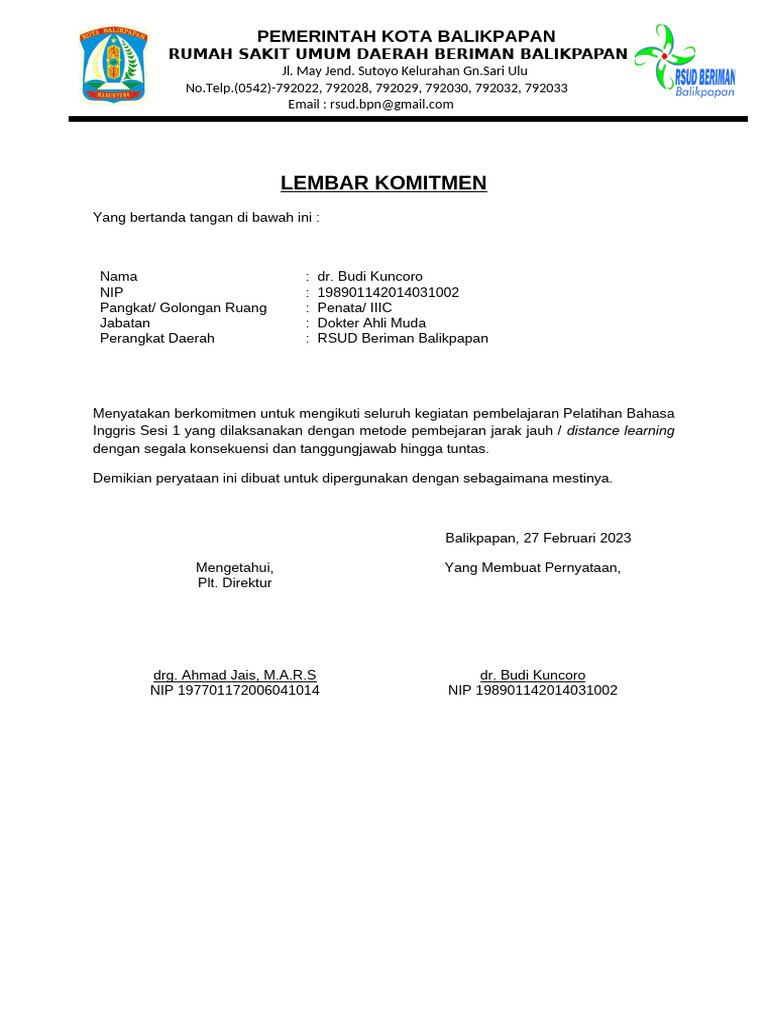Lembar Komitmen | PDF