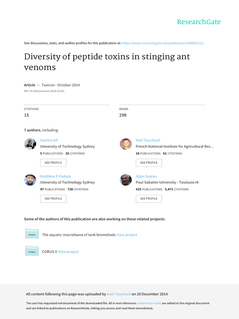 2014 Ant Venom Review Toxicon | PDF | Venom | Ant