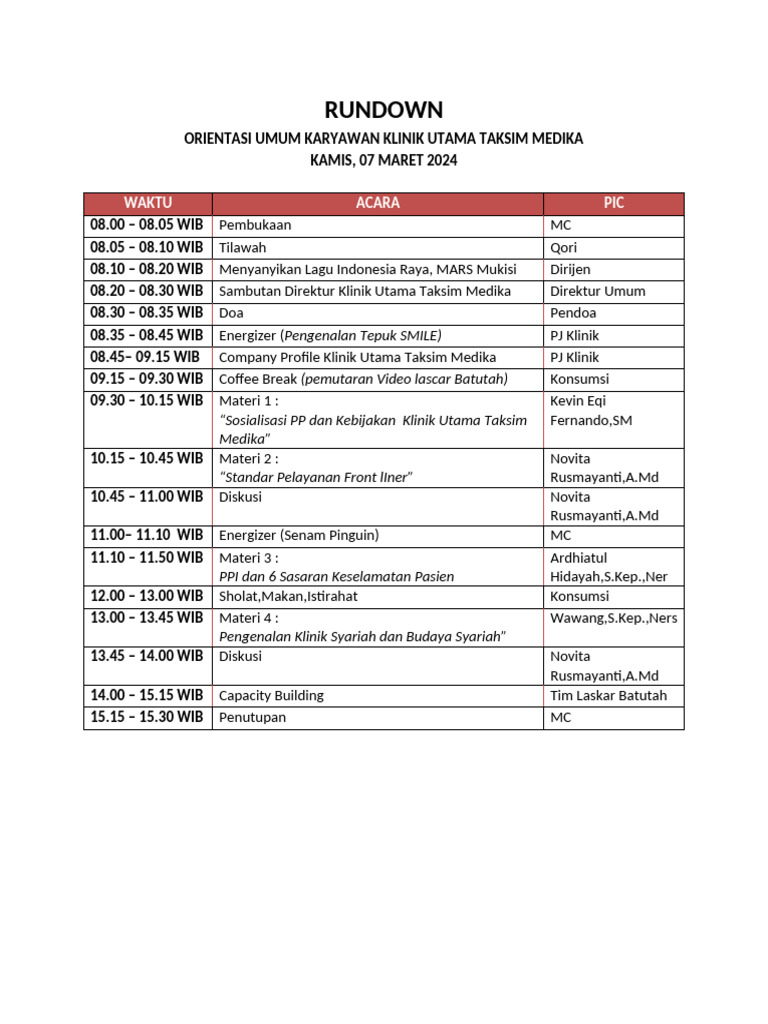 Rundown Acara | PDF