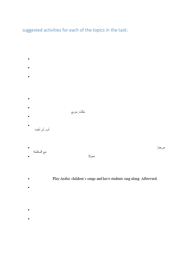 Arabic Language Activities for Kids | PDF | Arabic | Human Communication