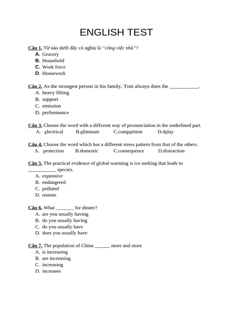 ENGLISH TEST | PDF