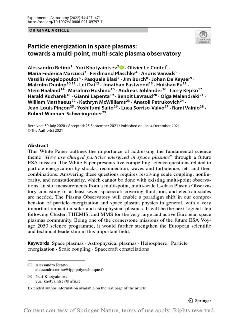 Particle Energization in Space Plasmas Towards A M | PDF | Plasma ...