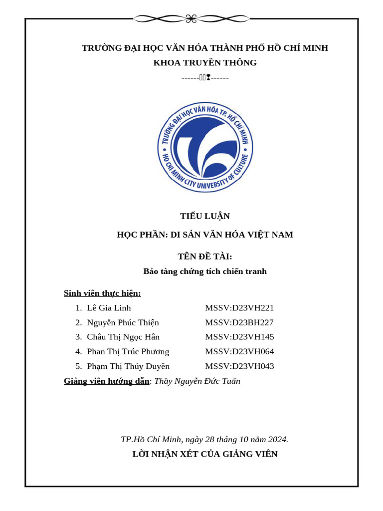 DSVH tiểu luận - sửa lần 2 | PDF