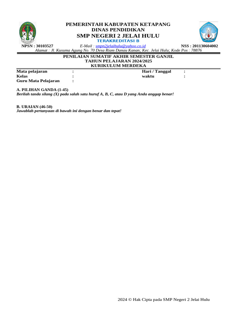 Format Soal Mapel Non Eksak | PDF