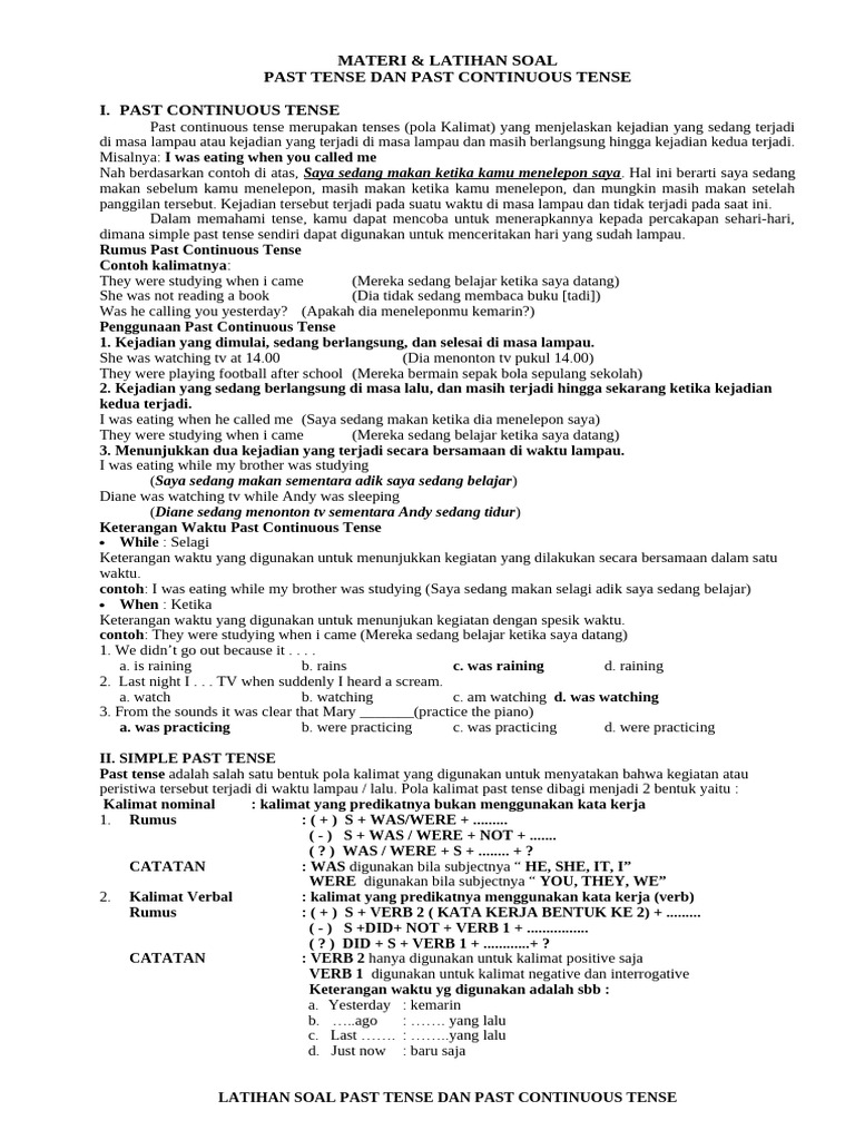 Past and Past Continuous Tense | PDF | Language Mechanics | Grammar