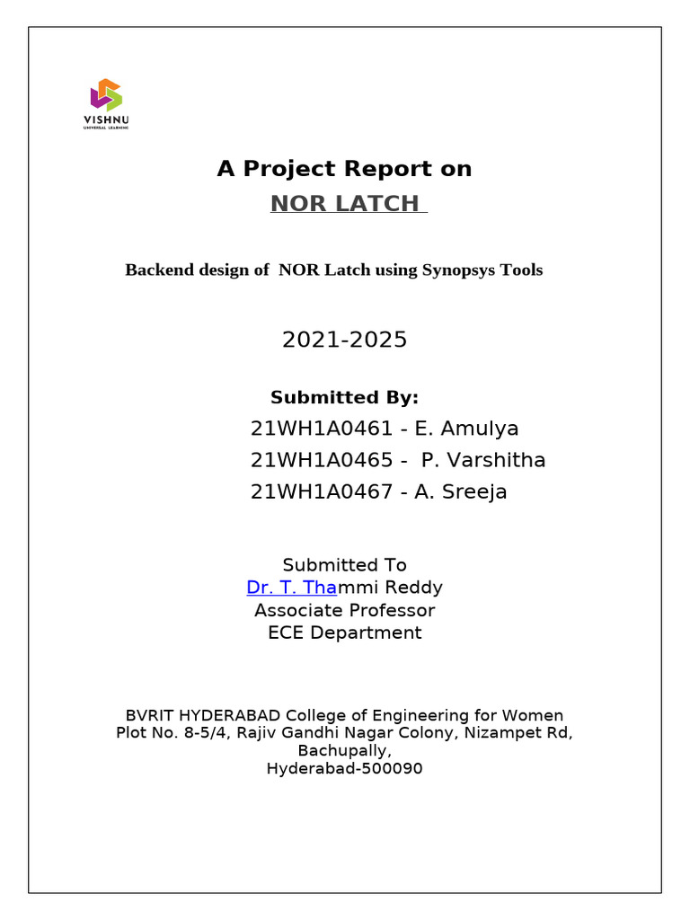 NOR latch reprt | PDF | Logic Gate | Cmos