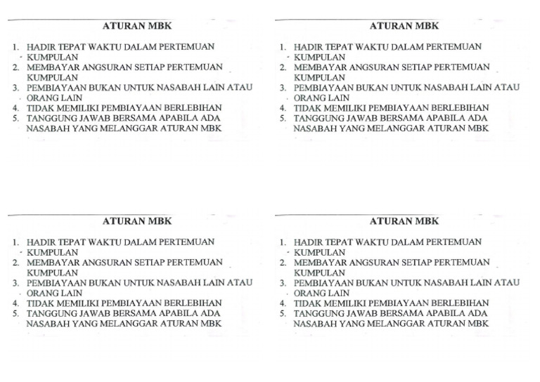 Aturan MBK | PDF