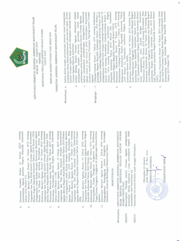 SK Tipologi KUA 2024 | PDF