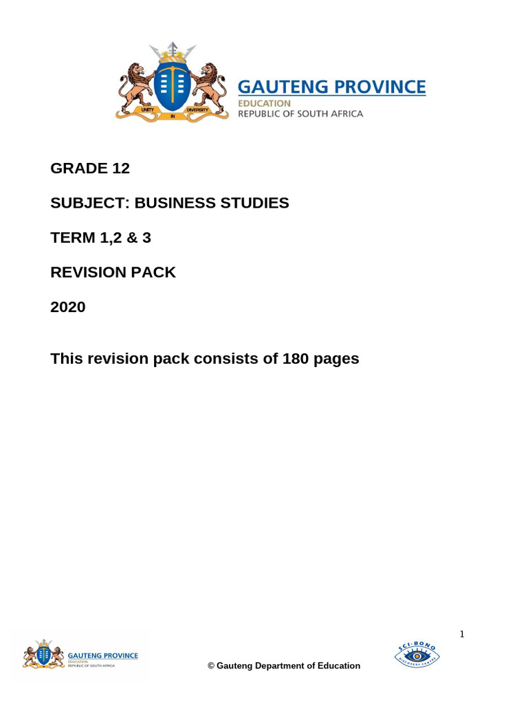 2020 BSTD Ssip Term 1,2,3, Papers 1 & 2 Question Bank Revision Pack ...