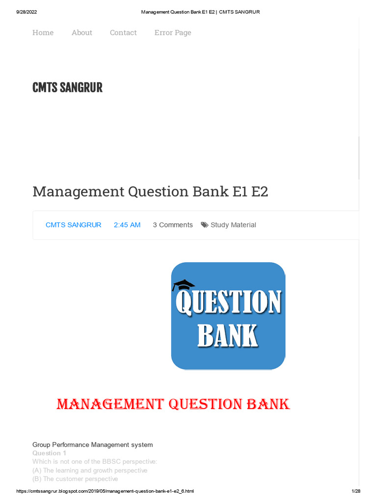 Management Question Bank E1 E2-1 | PDF | Expense | Fires