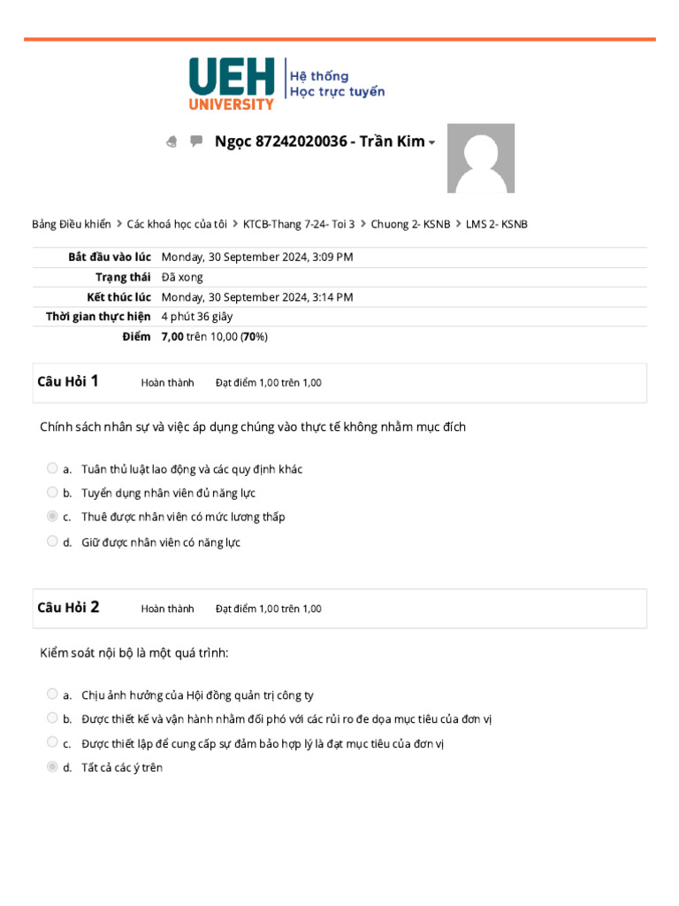 LMS 2 - KSNB - Xem L I Bài Làm | PDF