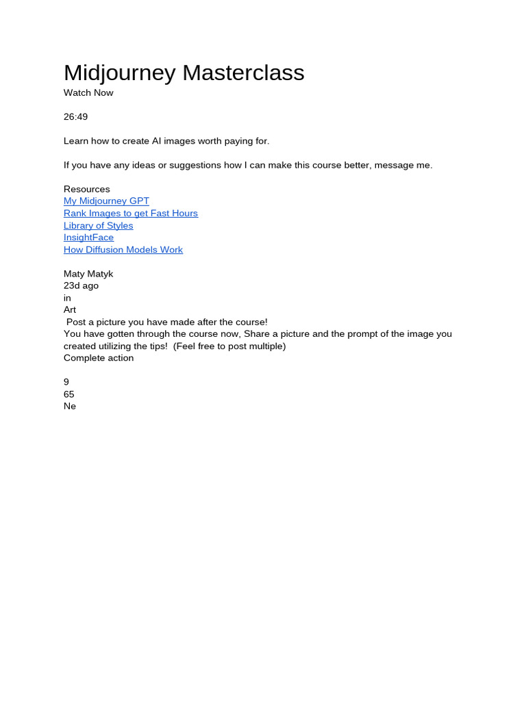 New Society Extra Resources - Midjourney Masterclass | PDF