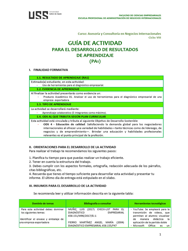Guía Pa1 Cfi 2024 2 Aceni | PDF | Evaluación | Business