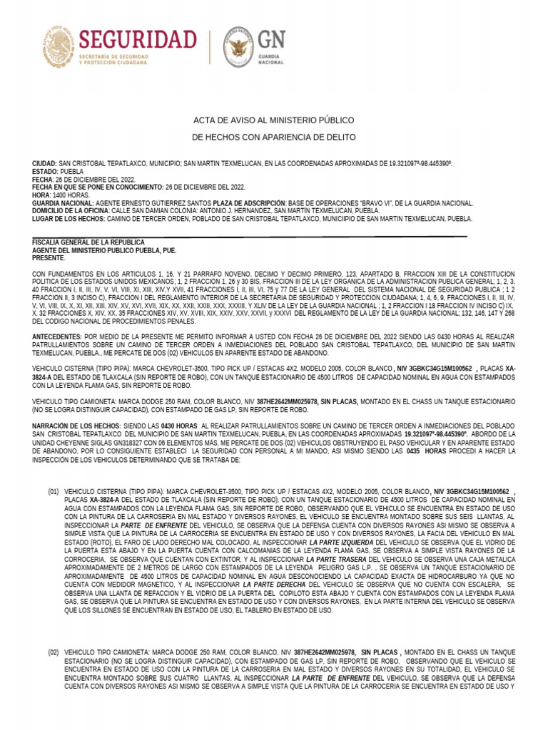Acta de Aviso Al Ministerio Público | PDF | Negocios