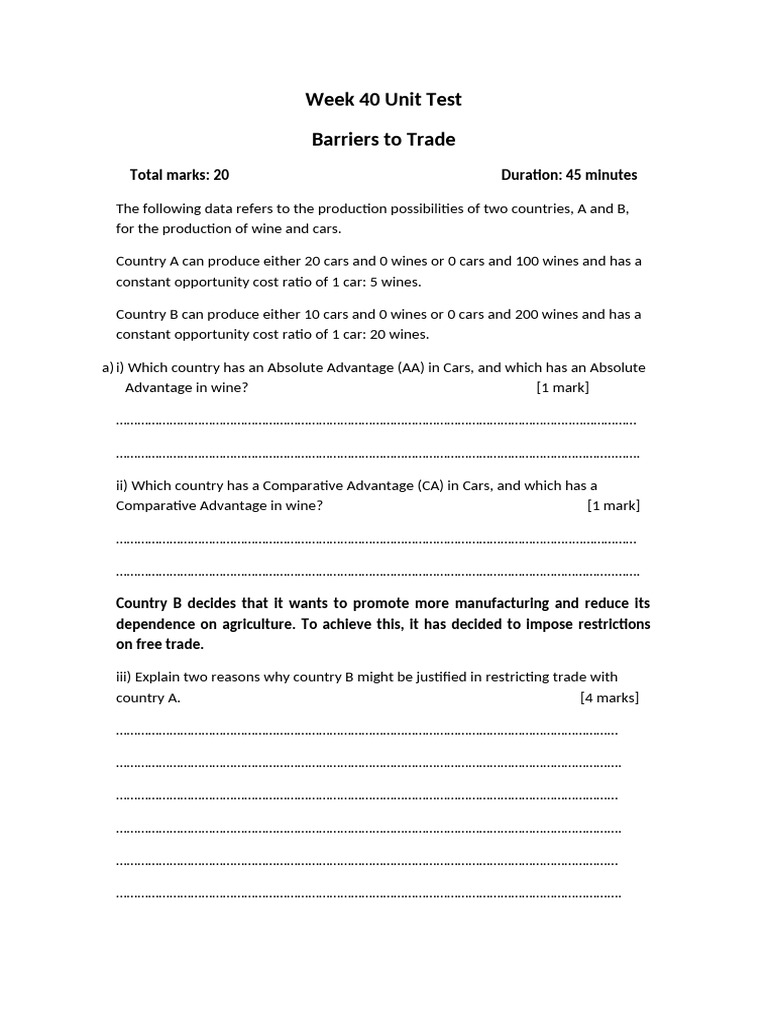 Trade Barriers and Production Analysis | PDF | Comparative Advantage ...