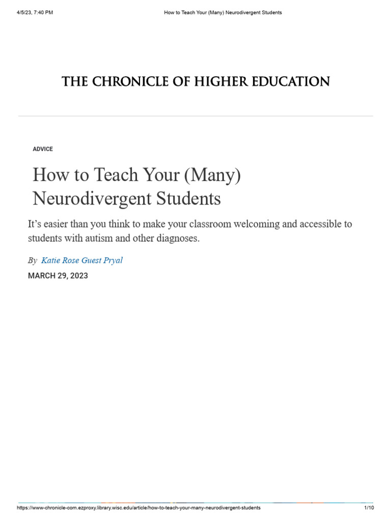 Enhancing Neurodiverse Classroom Inclusion | PDF | Autism Spectrum ...