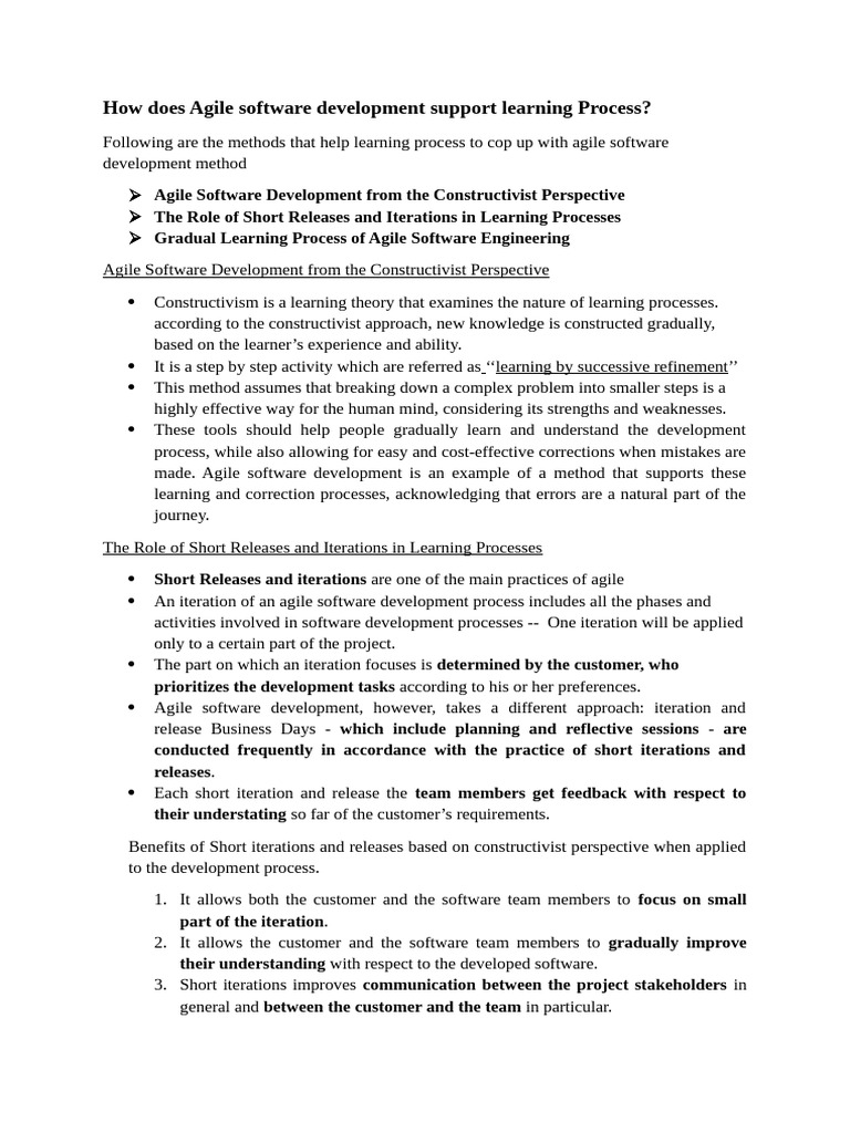 Unit 2 - How Does Agile Software Development Support Learning Process | PDF | Agile Software ...