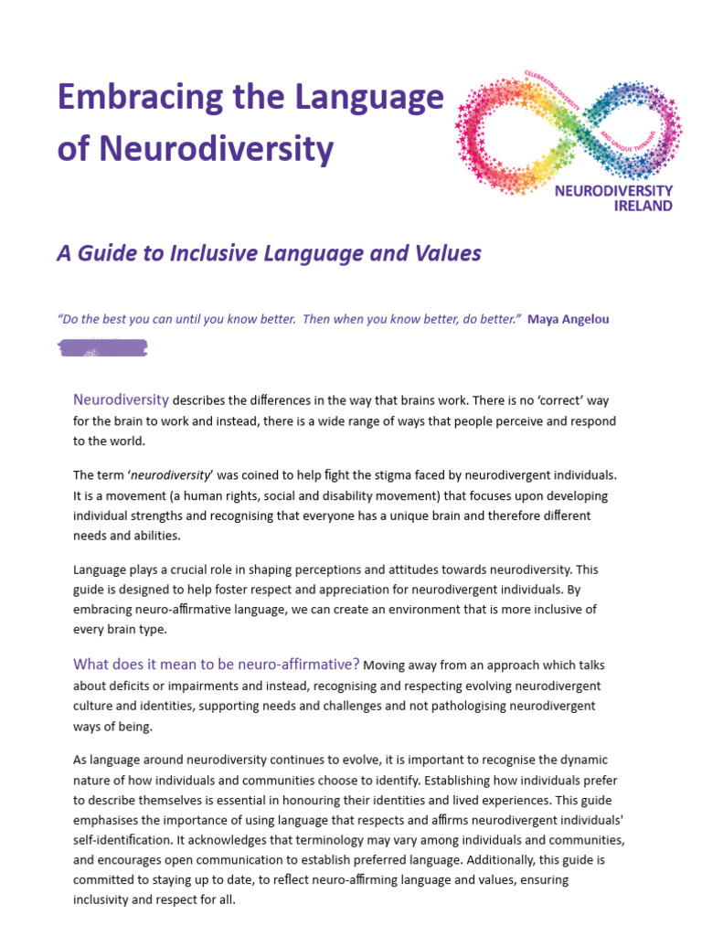 Neurodiversity Ireland Language Guide | PDF | Autism Spectrum ...