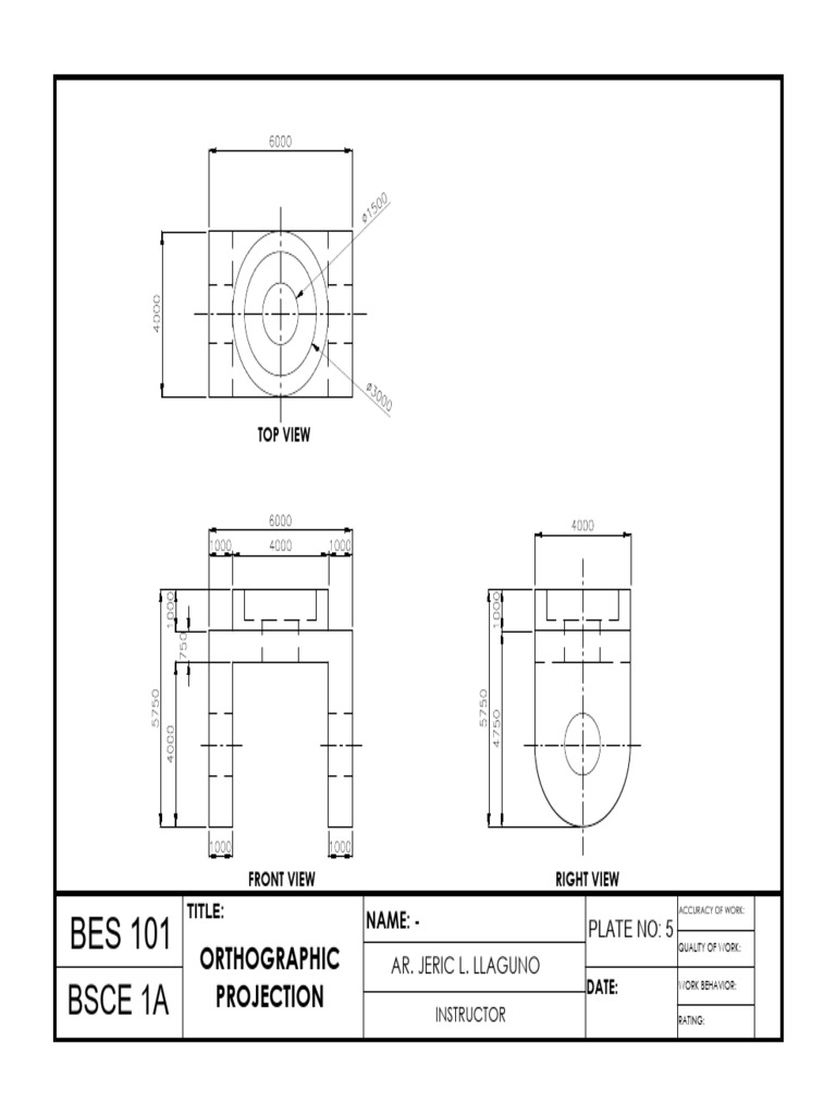 Plate No 5 Orthographic Projection | PDF