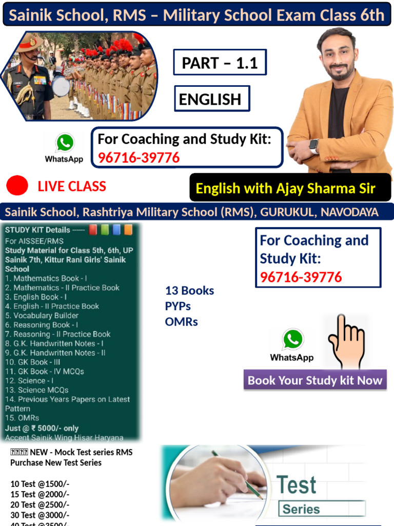 Best Sainik School Online Coaching English Free PDF by Best Teacher ...