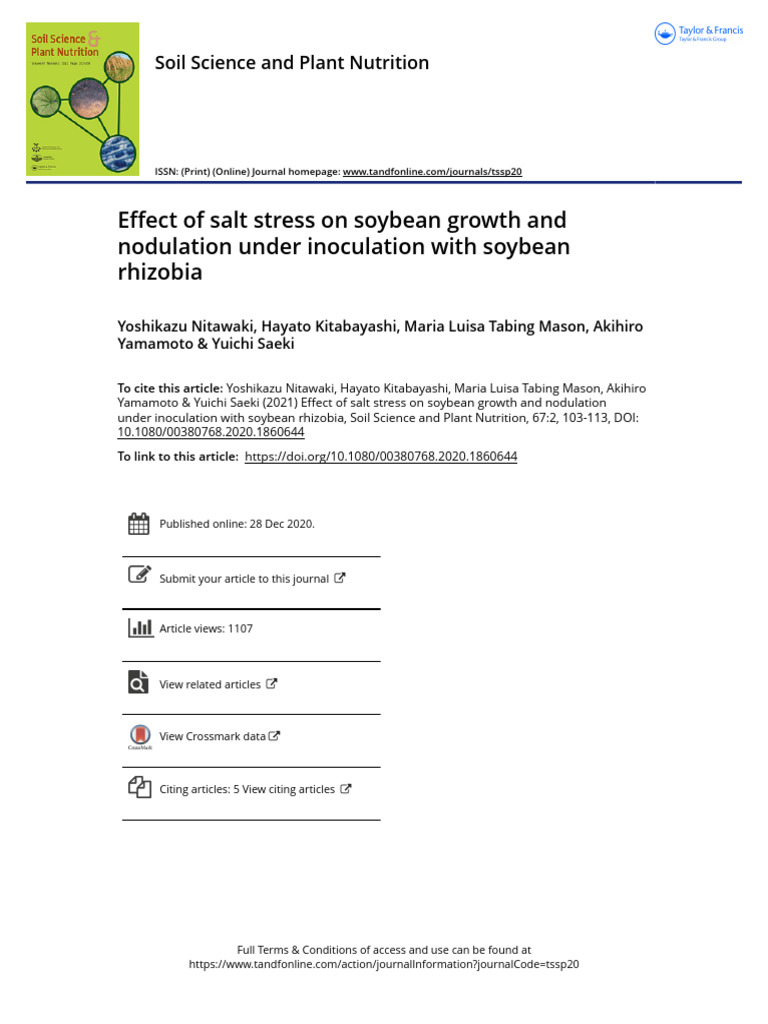 Salt Stress Effects on Soybean Nodulation | PDF
