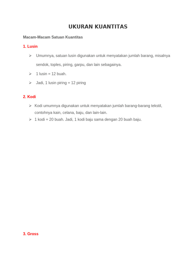 Satuan Kuantitas dan Contoh Soal | PDF | Memasak, Makanan, & Anggur