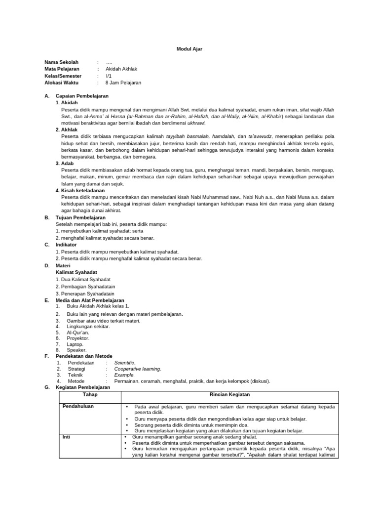 Modul Ajar Akidah Akhlak Bab 1 | PDF | Karier & Perkembangan
