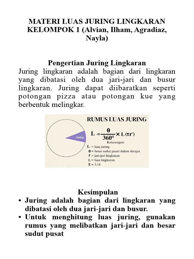 Materi Luas Juring Kelompok 1 | PDF