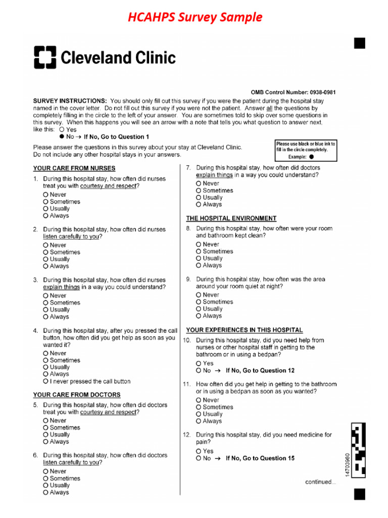 HCAHPS Survey Sample | PDF